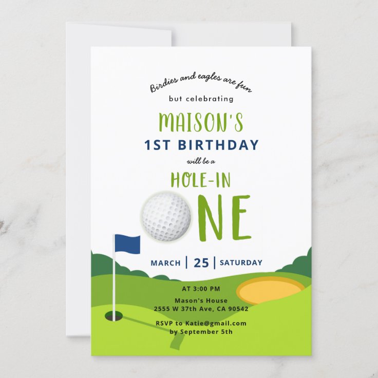 Hole In One Golf Birthday Par-tee Invitation | Zazzle
