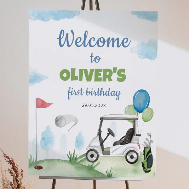 Hole In One Golf Birthday Welcome Sign | Zazzle
