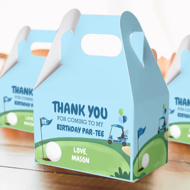 Hole In One Golf Boy First Birthday Par-Tee Favor Boxes | Zazzle