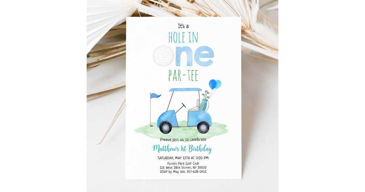 Hole In One Golf First Birthday Invitation | Zazzle