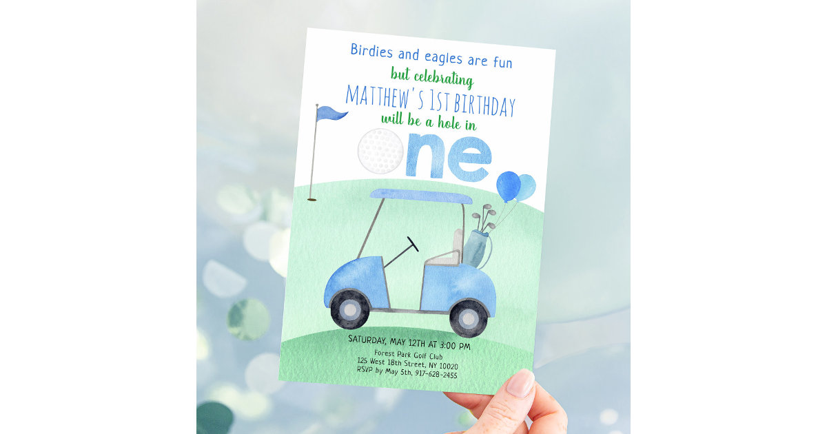 Hole In One Golf First Birthday Invitation | Zazzle