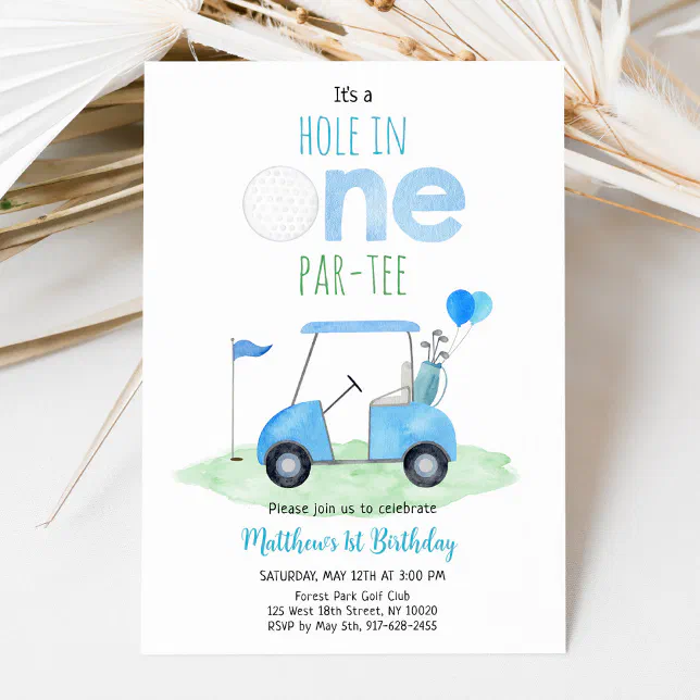 Hole In One Golf First Birthday Invitation | Zazzle