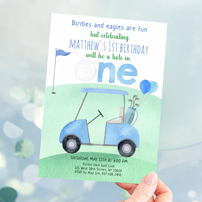Hole In One Golf First Birthday Invitation | Zazzle