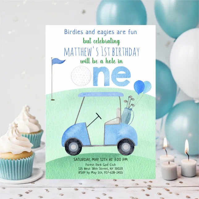 Hole In One Golf First Birthday Invitation | Zazzle