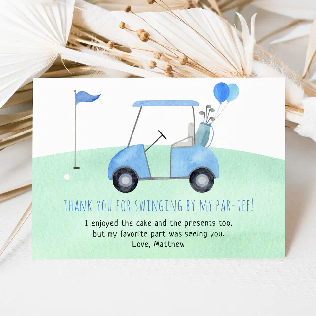 Hole In One Golf First Birthday Thank You Card | Zazzle