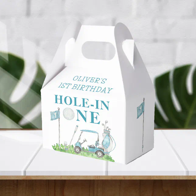 Hole In One Golf Par-tee Boy 1st Birthday Favor Boxes | Zazzle