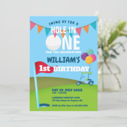 Hole In One Golf Partee 1st Birthday Party Invitation | Zazzle