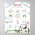 Hole In One Pink Golf 1st Birthday Milestone Sign | Zazzle