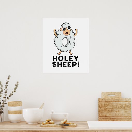 Holey Sheep Funny Animal Pun Poster | Zazzle