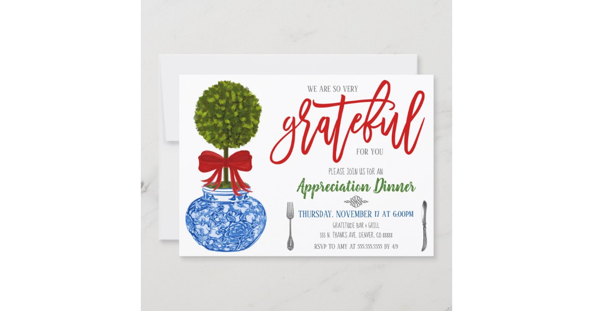 Holiday Appreciation Invitation, Grateful for you Invitation | Zazzle