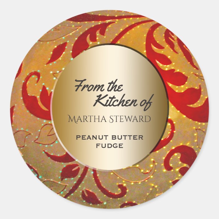 Holiday Baking Elegant Gold Red From the Kitchen Classic Round Sticker ...