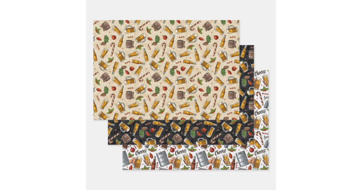 Holiday Beer Wrapping Paper Sheet Set | Zazzle