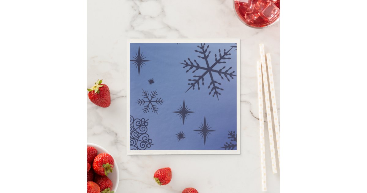 Holiday Black Snowflake Napkins | Zazzle