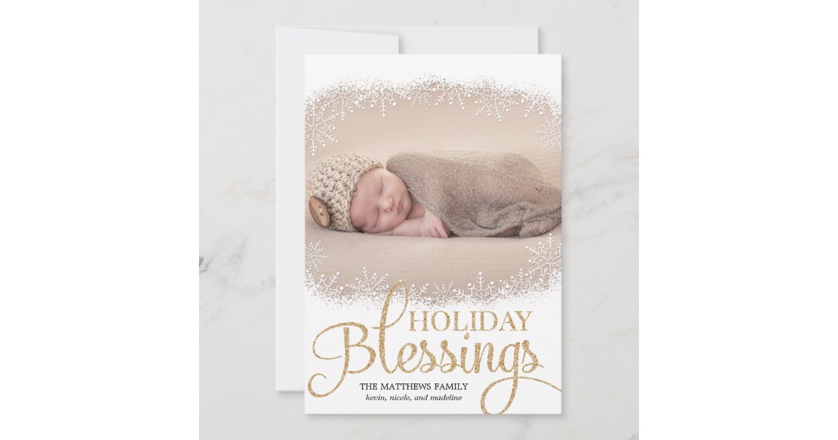 Holiday Blessings Holiday Photo Cards - White | Zazzle