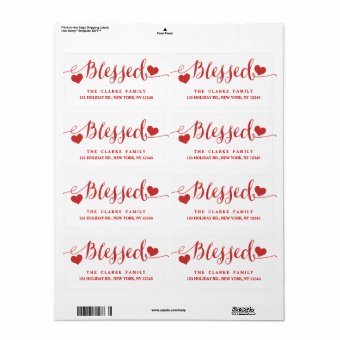 Holiday Blessings Red White | Address Label | Zazzle
