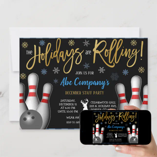 Holiday Bowling Party Invitation, Corporate Invitation | Zazzle