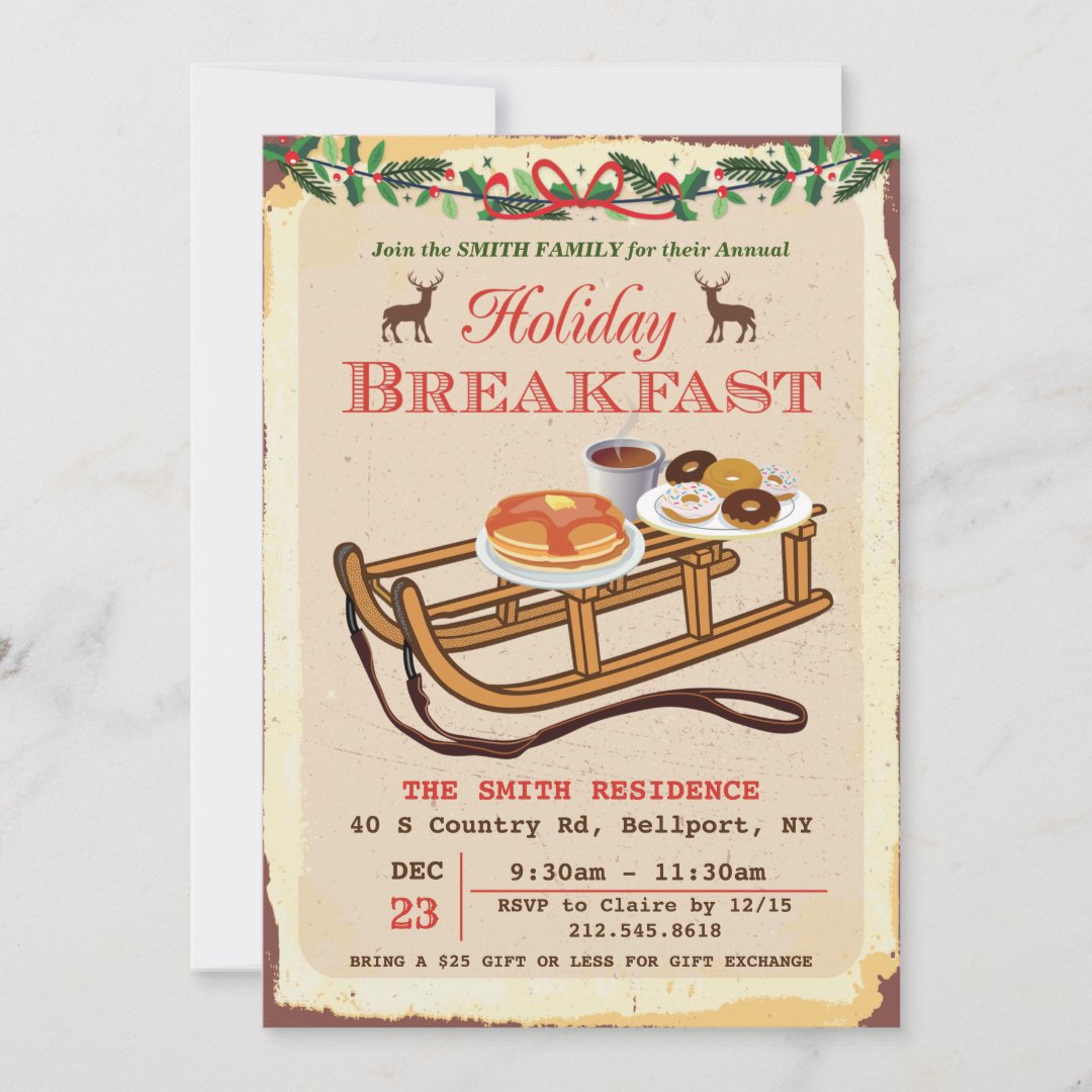 Holiday Breakfast Christmas Invitation | Zazzle