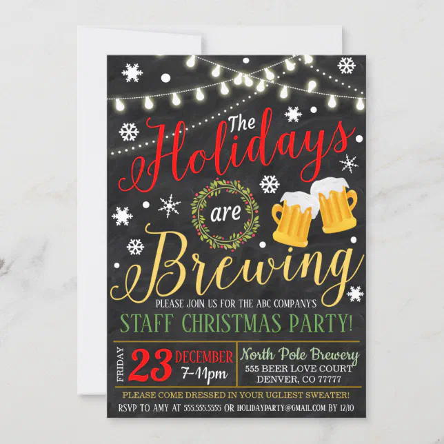 Holiday Brewery Party Invitation | Zazzle
