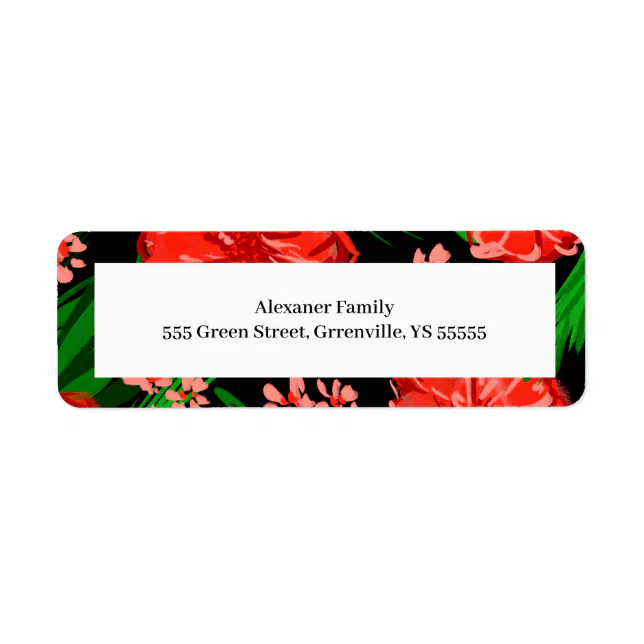 Holiday Bright Floral Border Framed Address Label | Zazzle