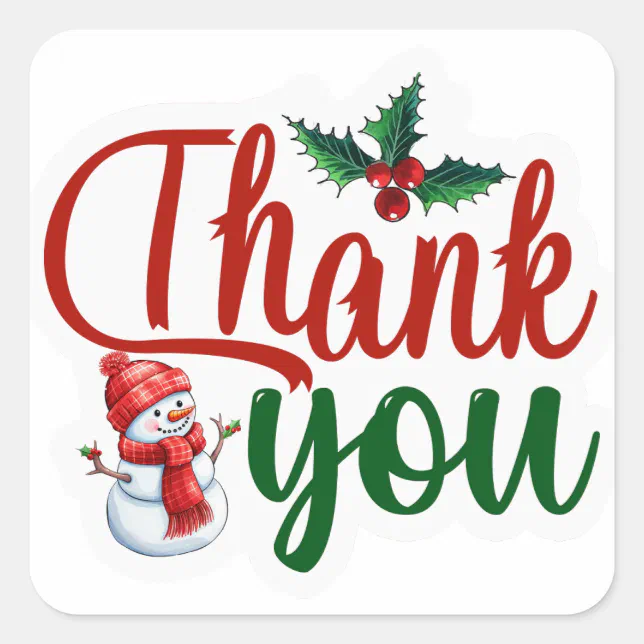 Holiday Business Christmas Thank You Square Sticker | Zazzle
