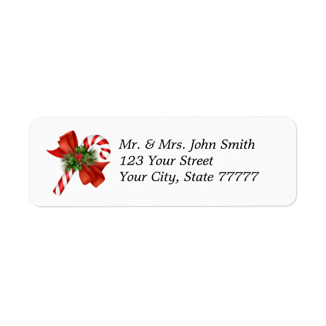 Holiday Candy Cane Address Label | Zazzle