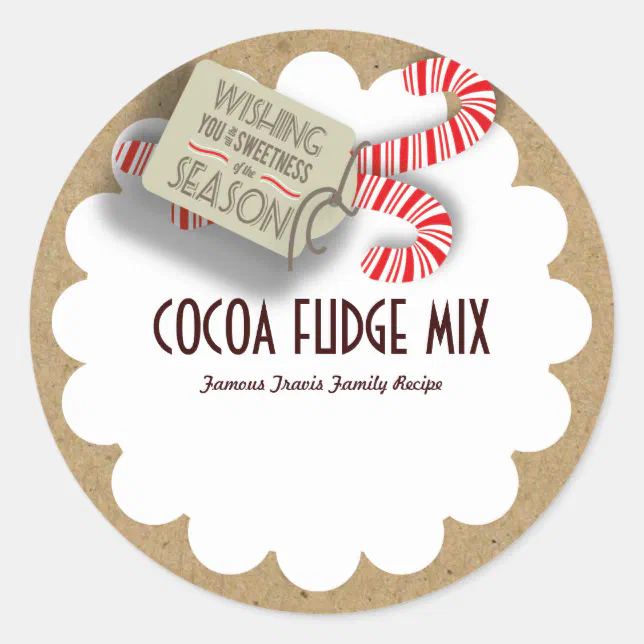 Holiday Candy Cane Craft Paper Gift Label | Zazzle