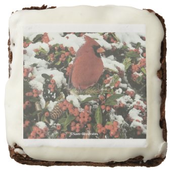 Holiday Cardinal Icing Chocolate Brownies | Zazzle