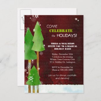 Holiday Celebration Party Invitation Postcard | Zazzle