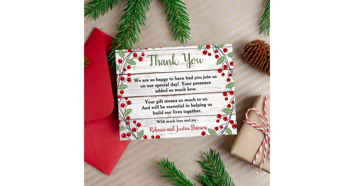 Holiday Charm II Winter/Christmas Thank You Note Invitation | Zazzle