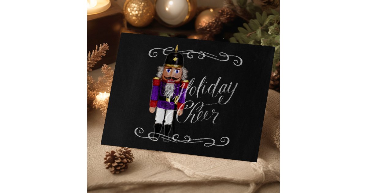 Holiday Cheer Chalkboard Purple and Red Nutcracker | Zazzle