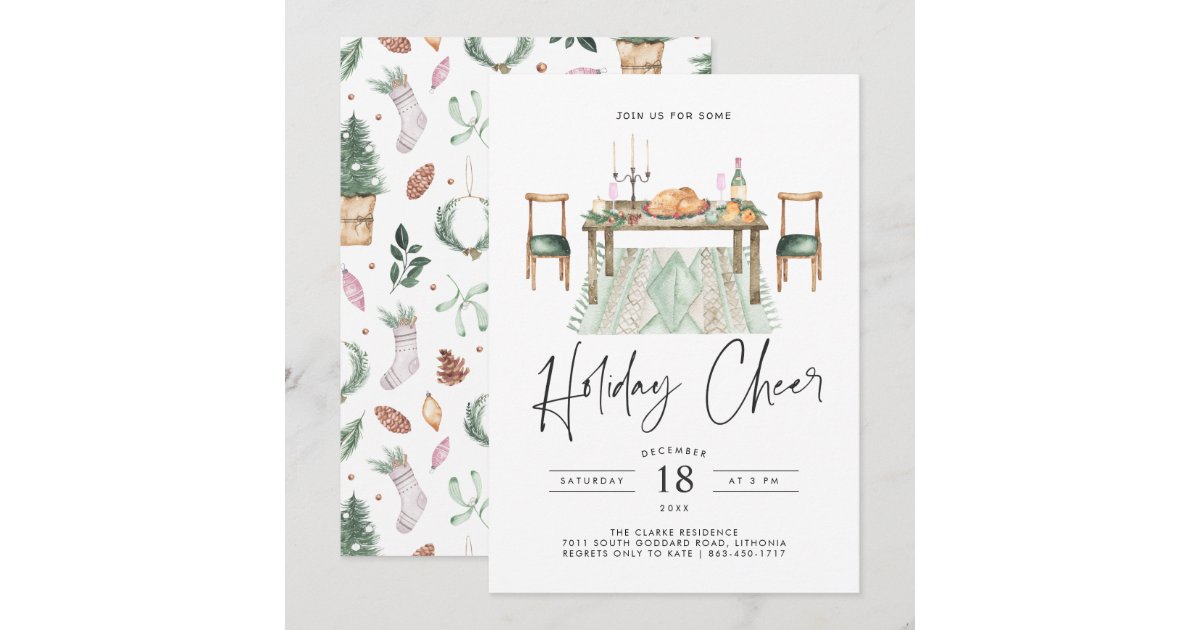 Holiday Cheer | Christmas Dinner Party Invitation | Zazzle