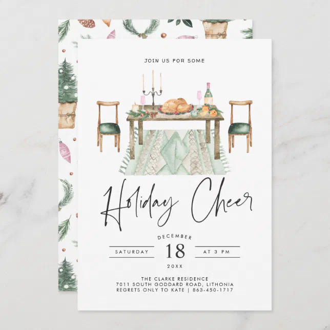 Holiday Cheer | Christmas Dinner Party Invitation | Zazzle