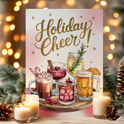 Holiday Cheer Cocktail Drinks Tray Christmas Card | Zazzle