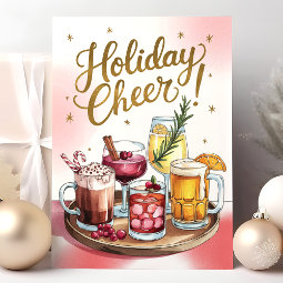 Holiday Cheer Cocktail Drinks Tray Christmas Card | Zazzle