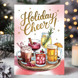 Holiday Cheer Cocktail Drinks Tray Christmas Card | Zazzle