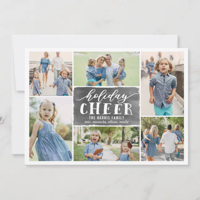 Holiday Cheer Collage Holiday Photo Card Black | Zazzle