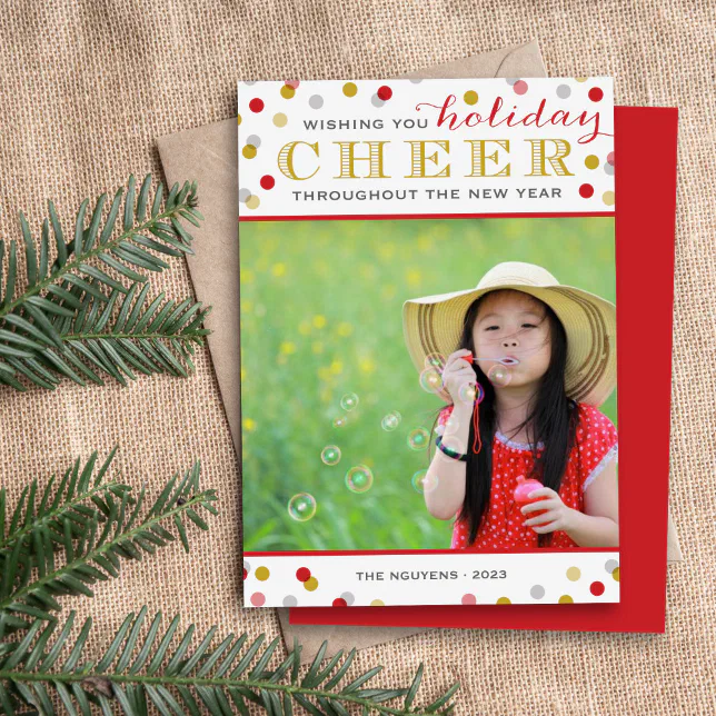 Holiday Cheer Modern Christmas Photo Card | Zazzle