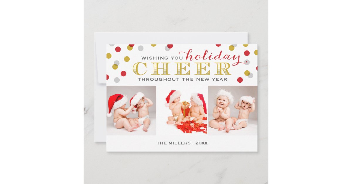 Holiday Cheer Modern Photo Collage Christmas Card | Zazzle.com