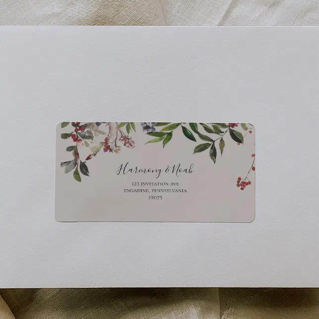 Holiday Chic Botanical Ivory RSVP Address labels | Zazzle