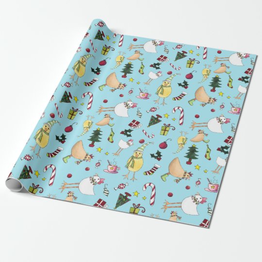 Holiday Chickens Gift Wrap | Zazzle.com
