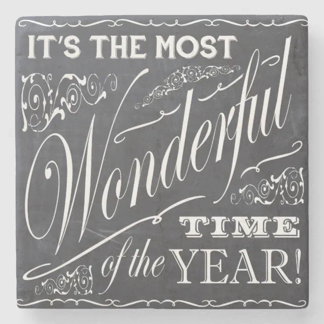 holiday Christmas chalkboard Stone Coaster | Zazzle