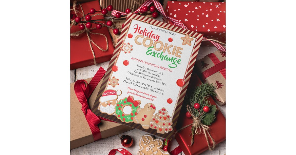 Holiday Christmas Cookie Exchange Party Invitation | Zazzle