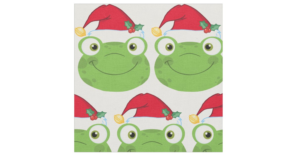 Holiday Christmas Frog Pattern Fabric | Zazzle