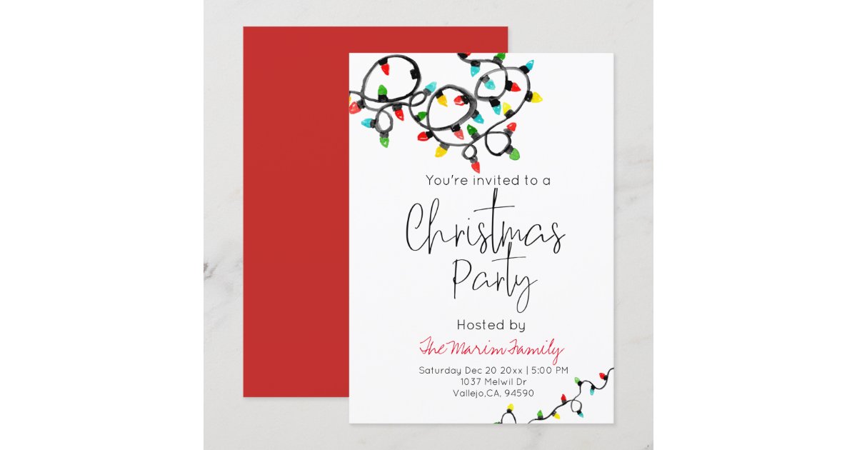 Holiday christmas light christmas party invite | Zazzle