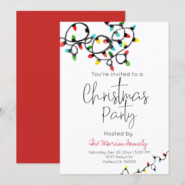 Holiday christmas light christmas party invite | Zazzle