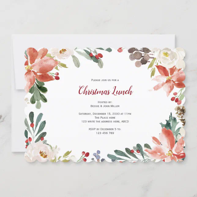 Holiday, Christmas Lunch or Dinner Party Invitation | Zazzle