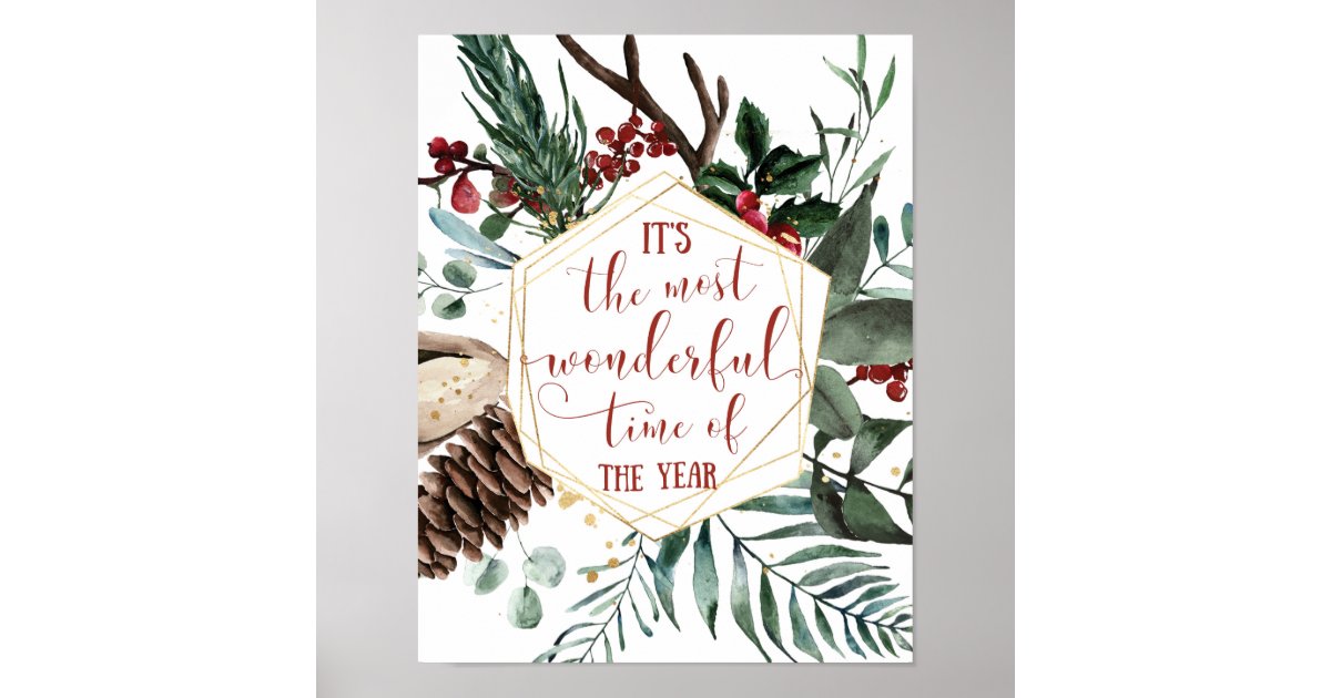 holiday christmas most wonderful time poster | Zazzle