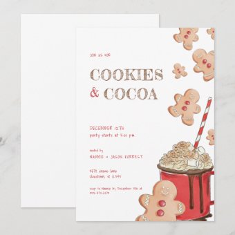 Holiday Christmas Party Cookies and Cocoa Invite | Zazzle