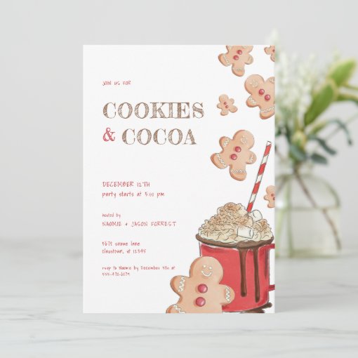 Holiday Christmas Party Cookies and Cocoa Invite | Zazzle