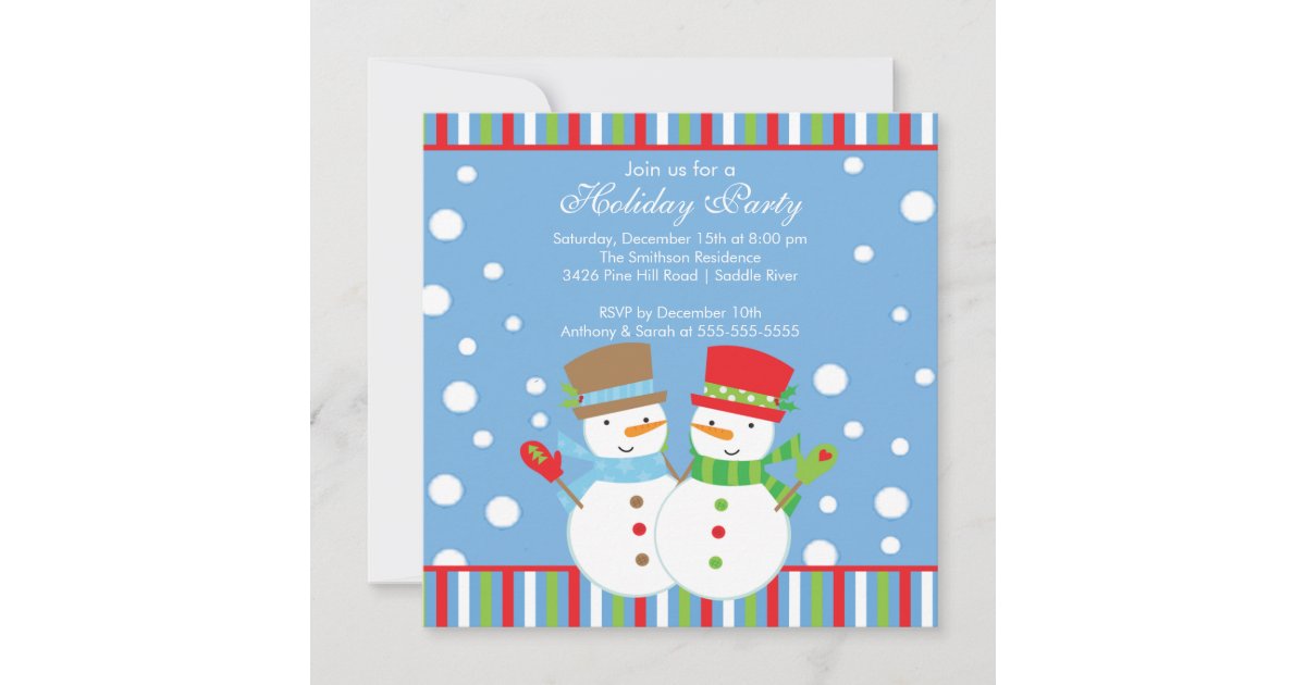 Holiday Christmas Party Invitation SNOWMEN CUTE | Zazzle